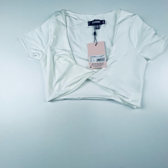 Missguided | Tops | Slinky Twist Front Ss Cropwhite | Poshmark